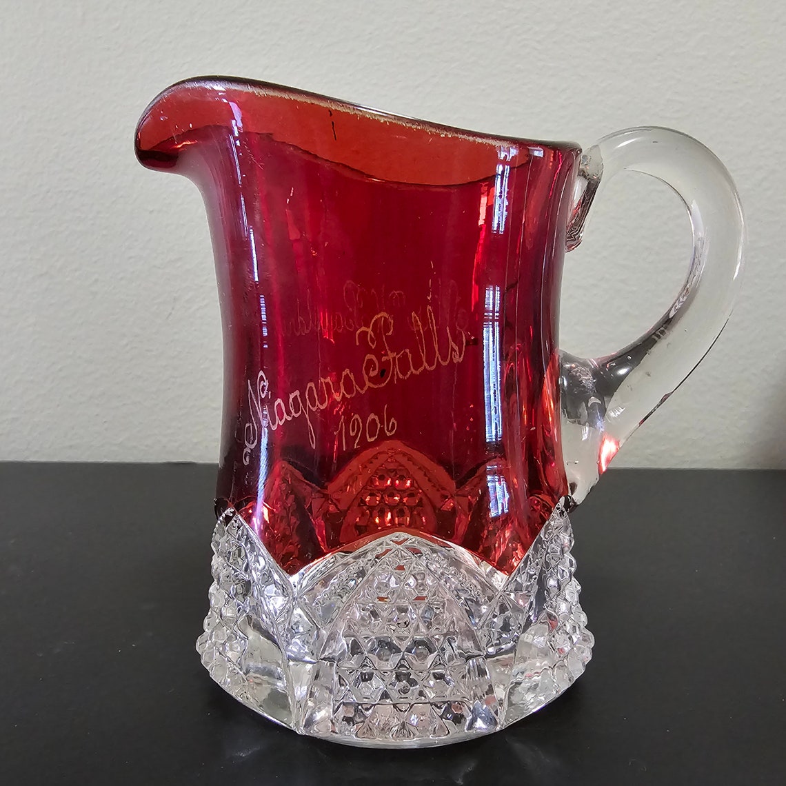 EAPG Antique Ruby Red Flashed, Cut & Pressed Pitcher Glass 1906 ...