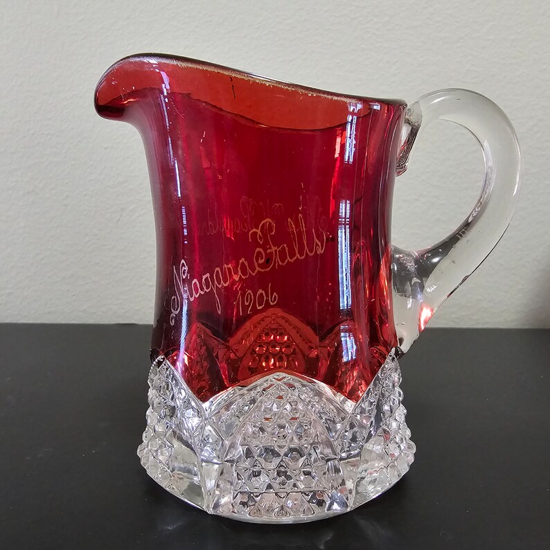 EAPG Antique Ruby Red Flashed, Cut & Pressed Pitcher Glass 1906 ...