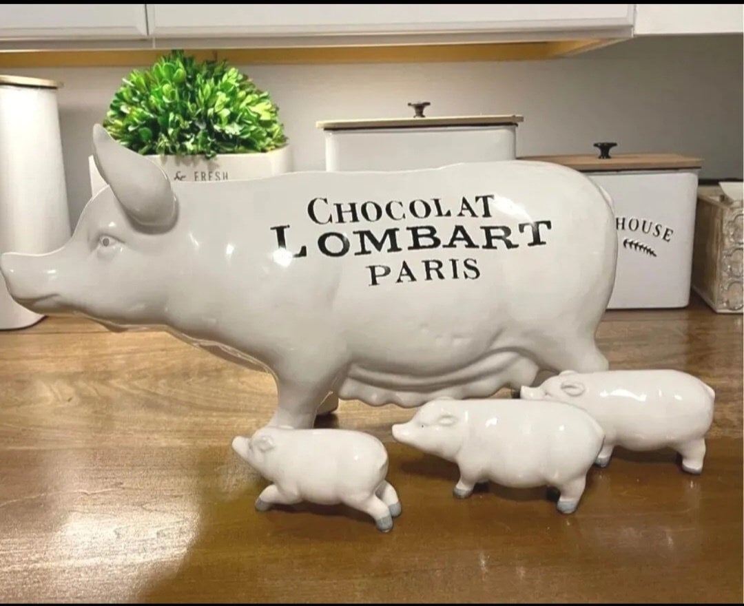 Rare Pottery French Pig and Piglets Lombart Chocolat Paris 16 - Etsy