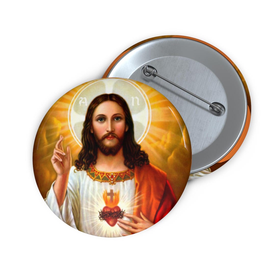 Sacred Heart Jesus Pin Buttons, Religious Enamel Badge, Spiritual ...