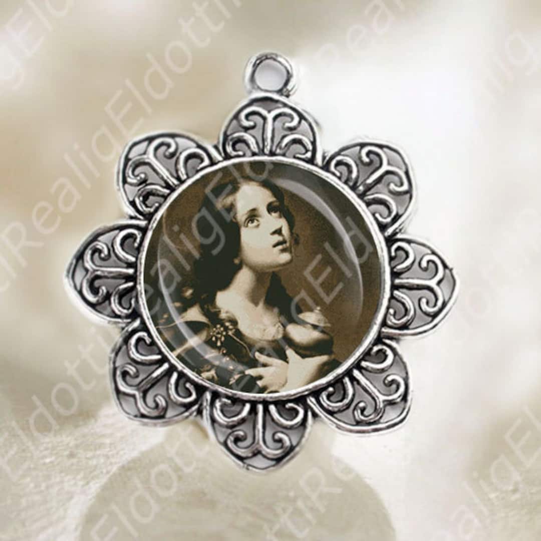 St Mary Magdelene Magdalene Medal Catholic Christian Flower Shaped ...