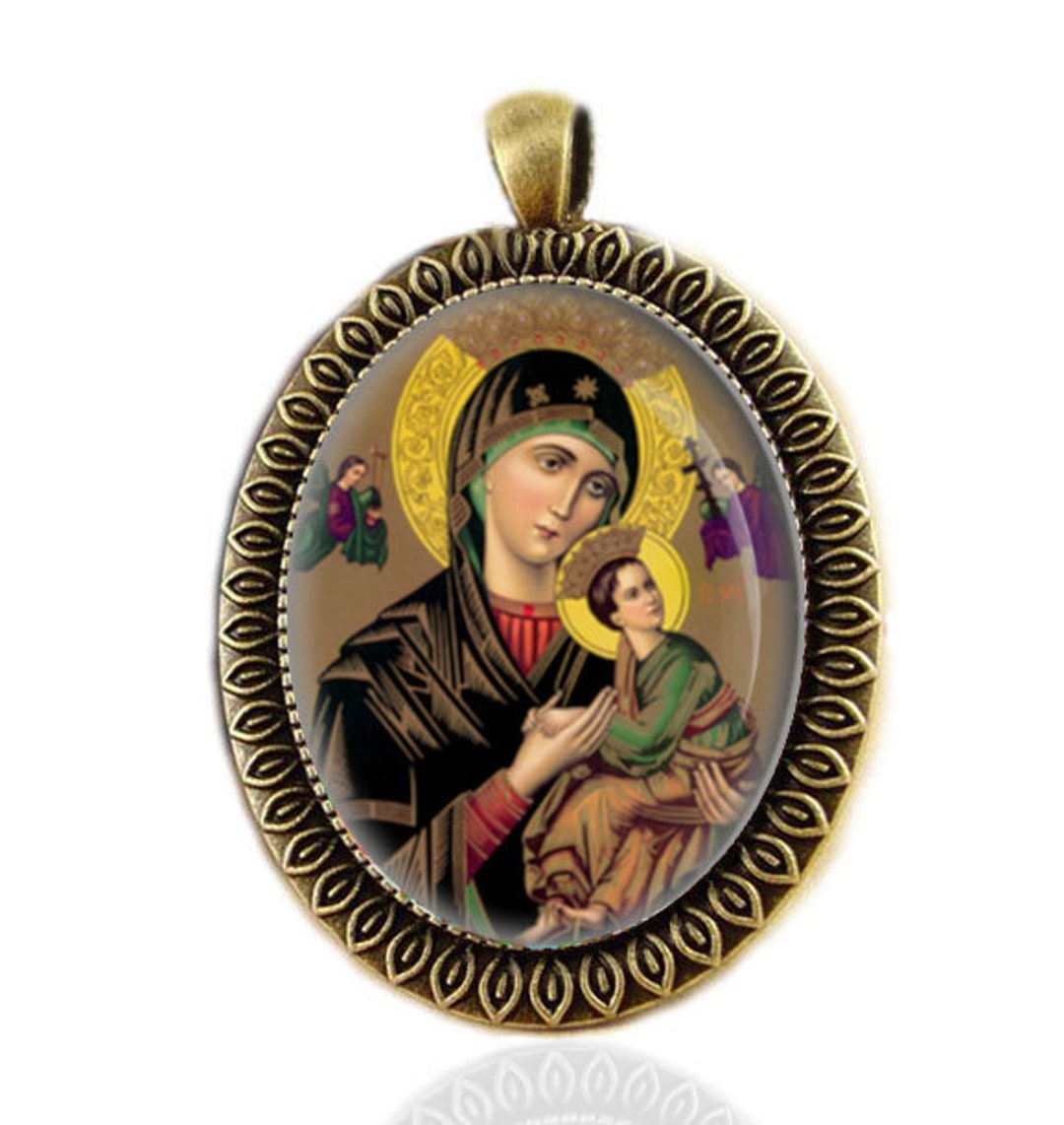 Mother Perpetual Help Religious Catholic Medal Pendant Jewelry Bronze ...