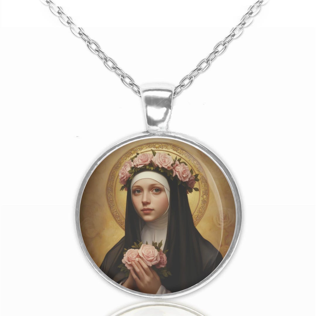 Rose of Lima Medal Necklace, St. Rose of Lima Catholic Pendant ...