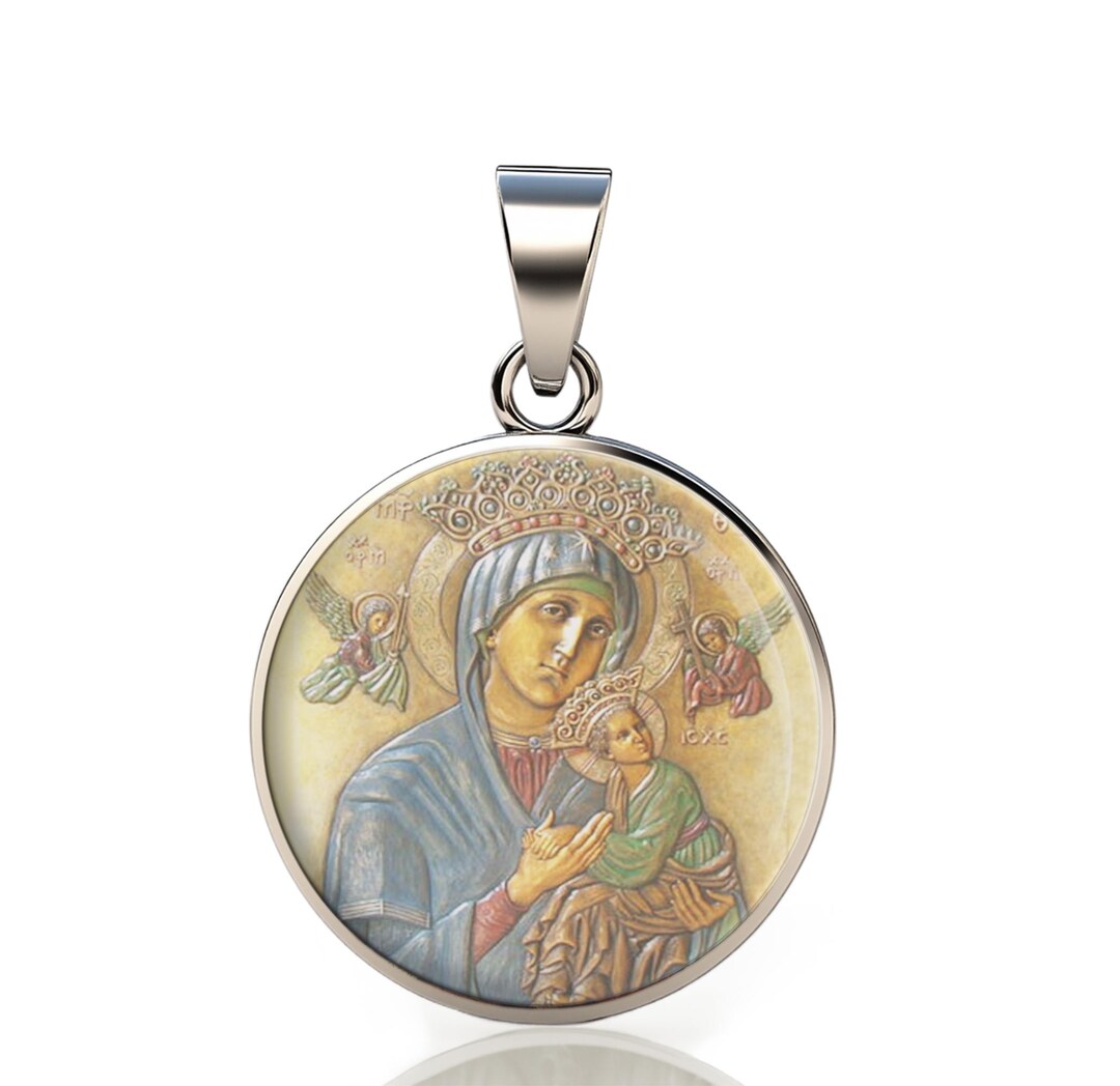 Our Lady of Perpetual Help Sterling Silver Pendant - Christian Medal ...