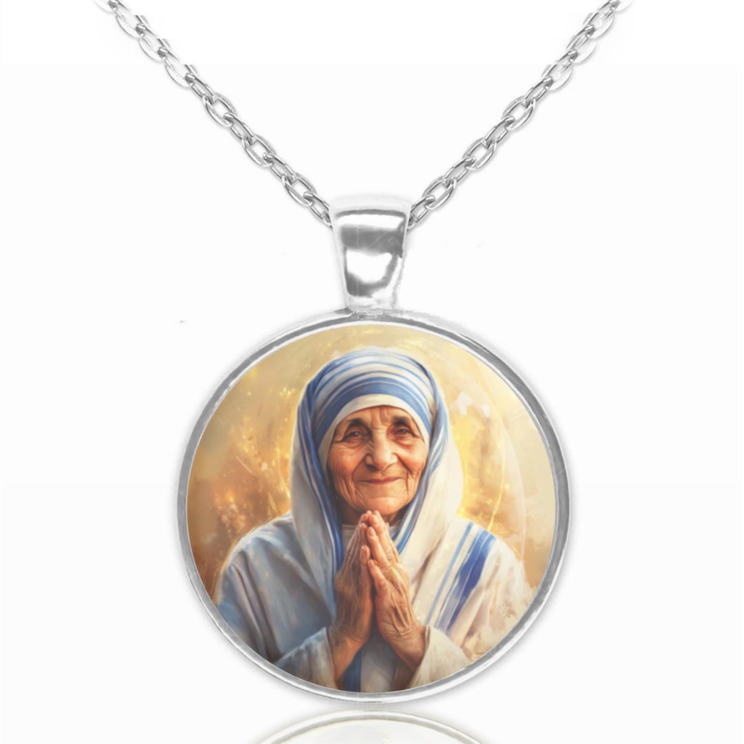 Mother Teresa Necklace | Religious Pendant Teresa of Calcutta Medal - Etsy