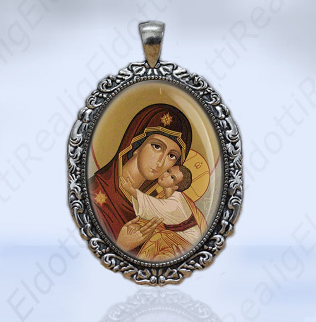 Theotokos Orthodox Icon Relgous Christian Medal Pendant Filigree ...