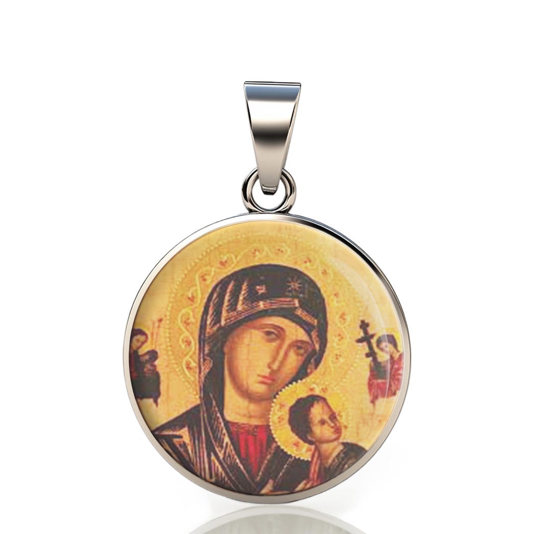 Our Lady Perpetual Help Sterling Silver Pendant: Christian Medal (20mm ...