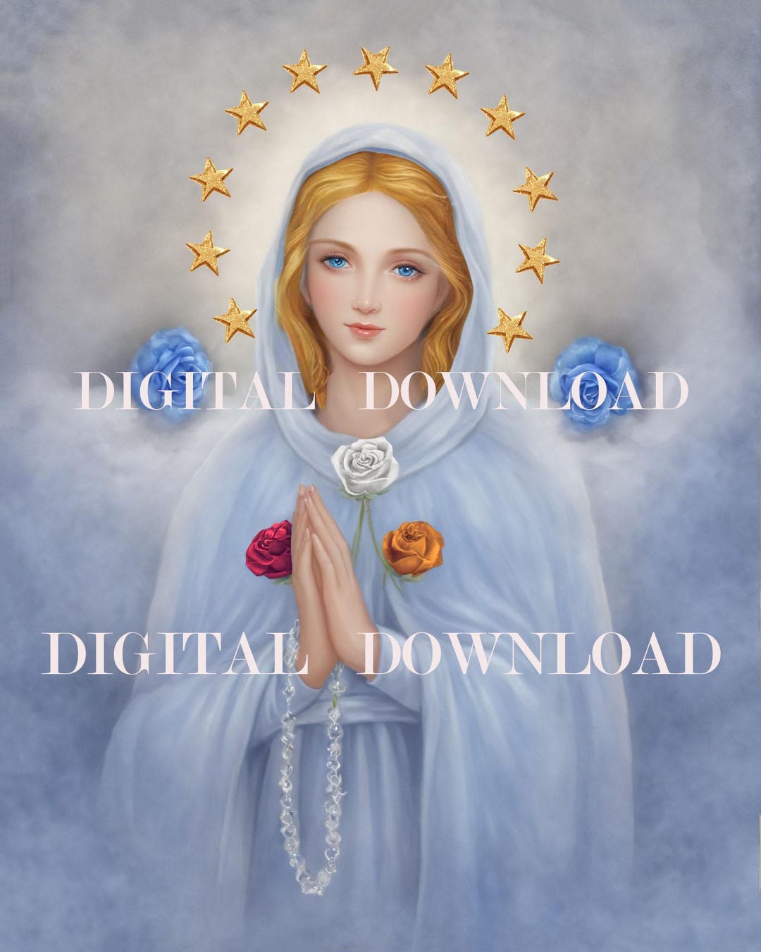 Mary Rosa Mystica Mystical Rose Our Lady Religious Art DIGITAL DOWNLOAD ...