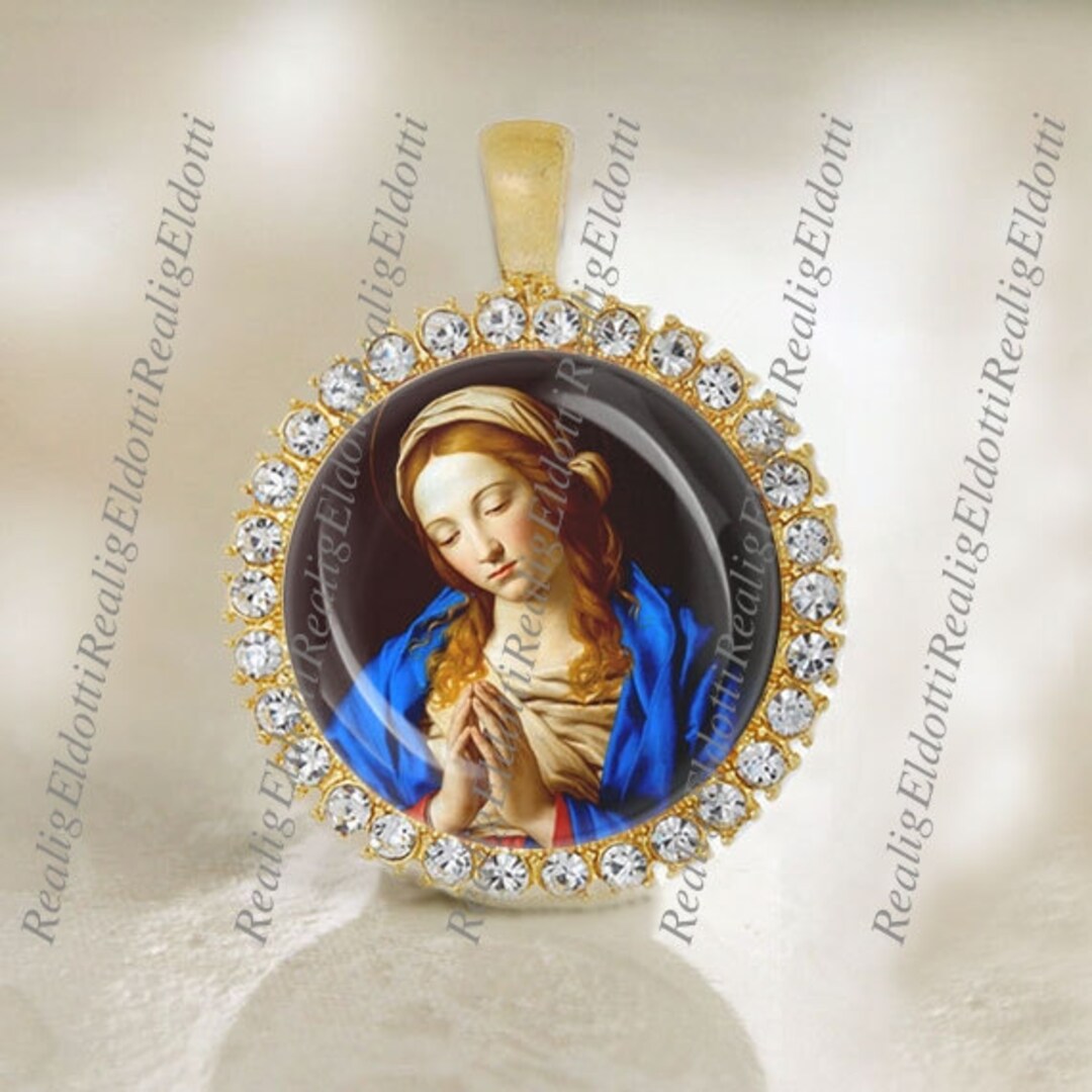 Our Lady Virgin Mary in Prayer Medal Catholic Christian Gold Tone ...