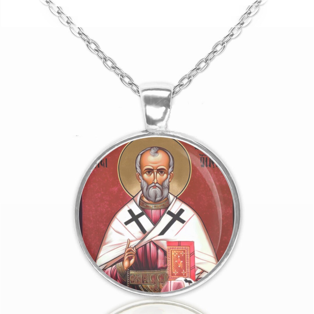 Saint Nicholas Necklace. Nikolaos of Myra Religious Jewelry Medal ...