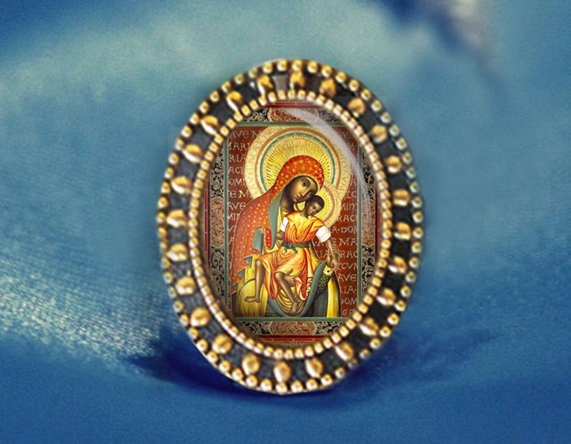 Black Madonna Virgin Mary and Child Jesus Brooch Catholic - Etsy