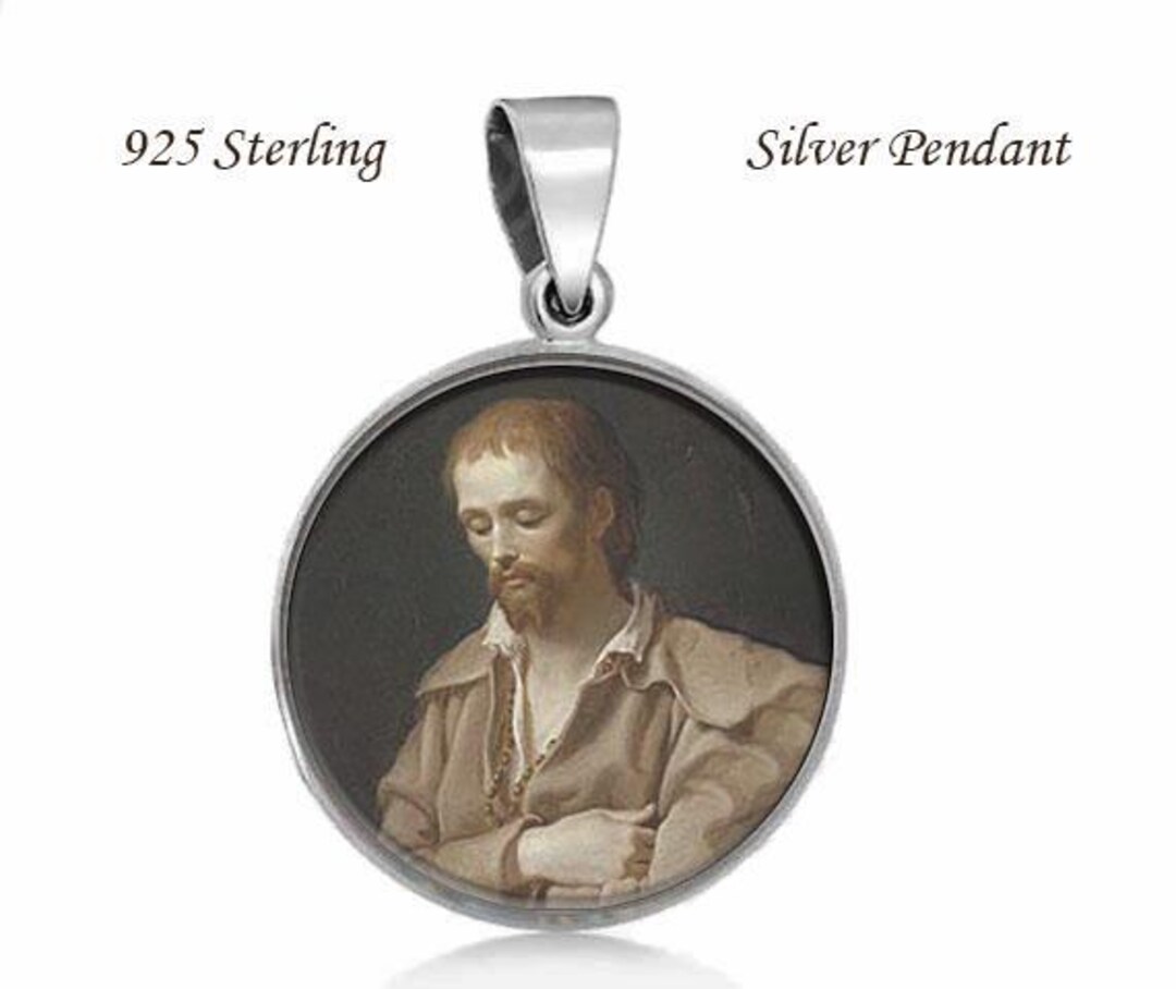 St. Benedict Joseph Labre Catholic 925 Silver Medal Round 20mm Patron ...
