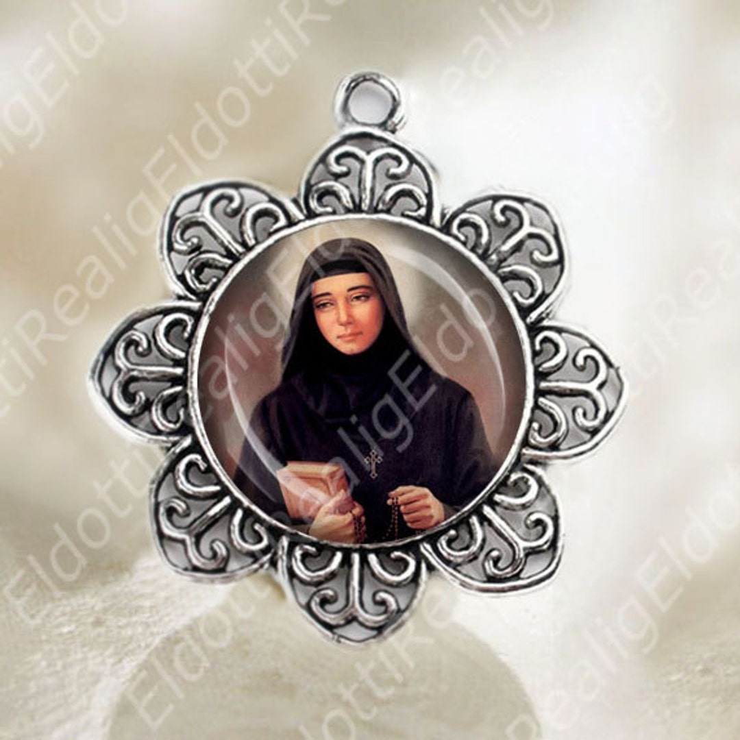 St Rafqa Rafka Pendant Flower Shaped Silver Tone Catholic Jewelry - Etsy