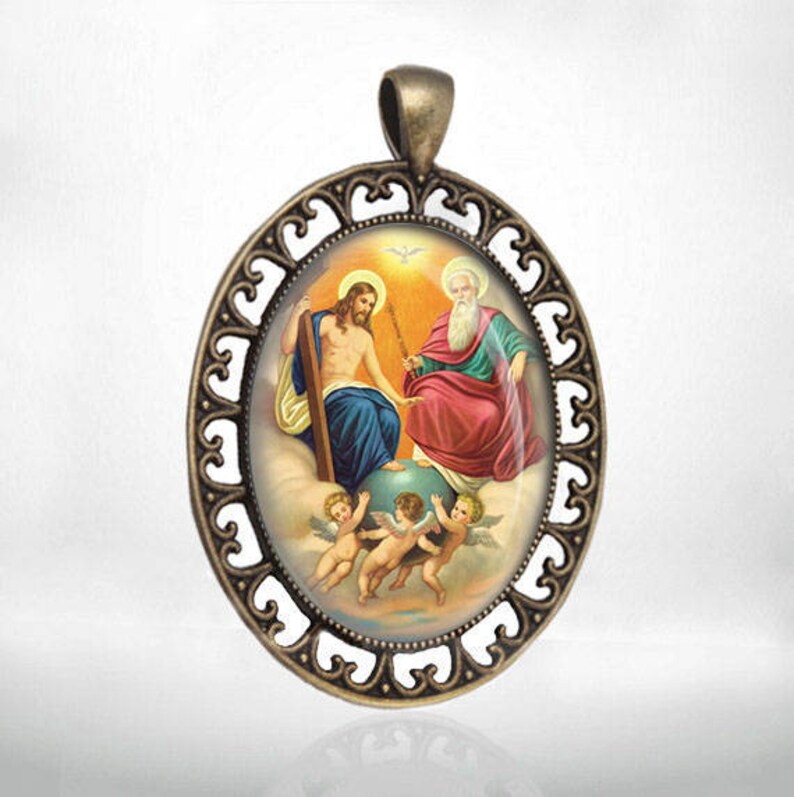 Holy Trinity Christian Catholic Medal. Large Vintage Style - Etsy