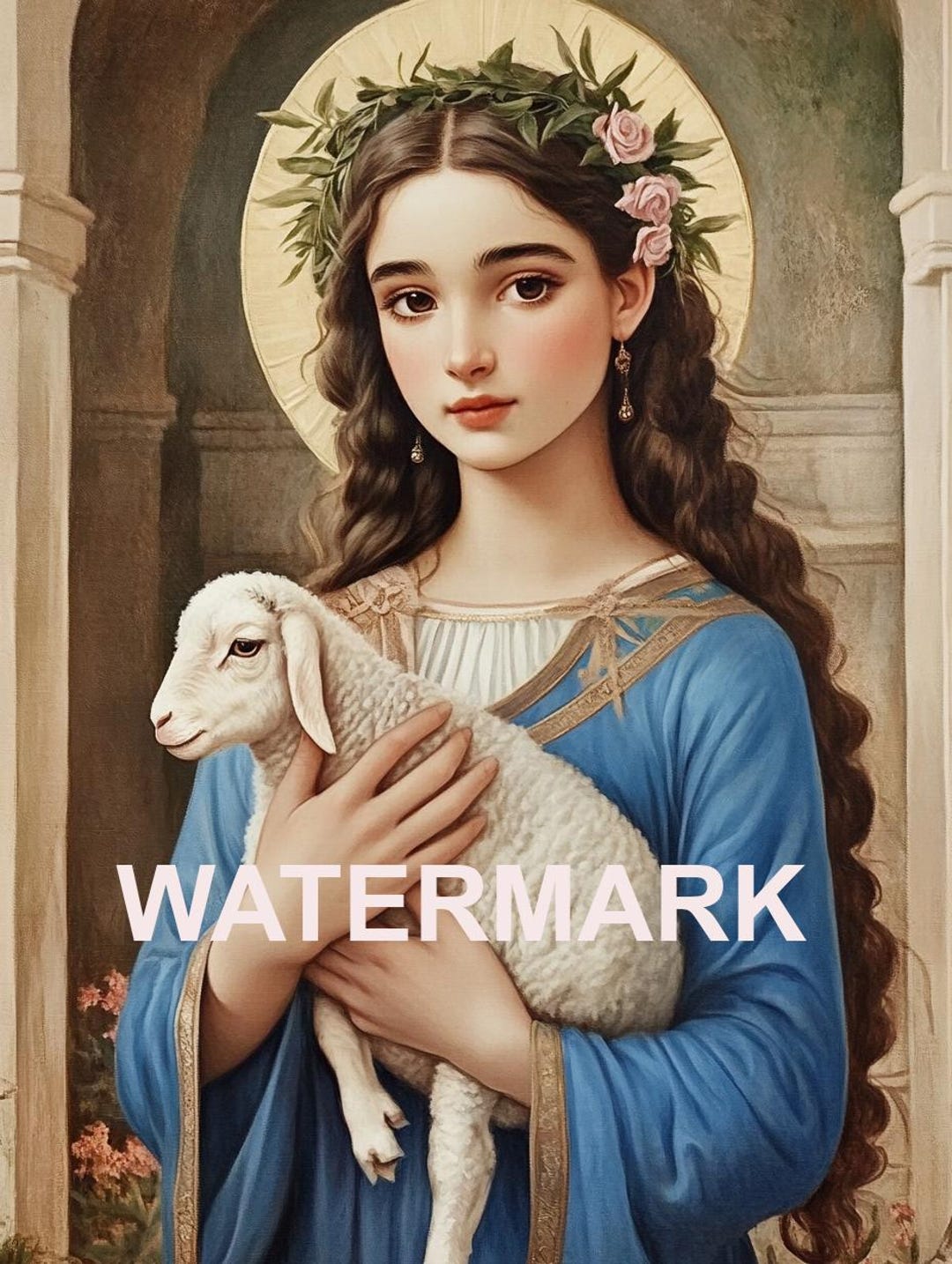 Saint Agnes of Rome With Lamb Religious Art DIGITAL DOWNLOAD - Etsy