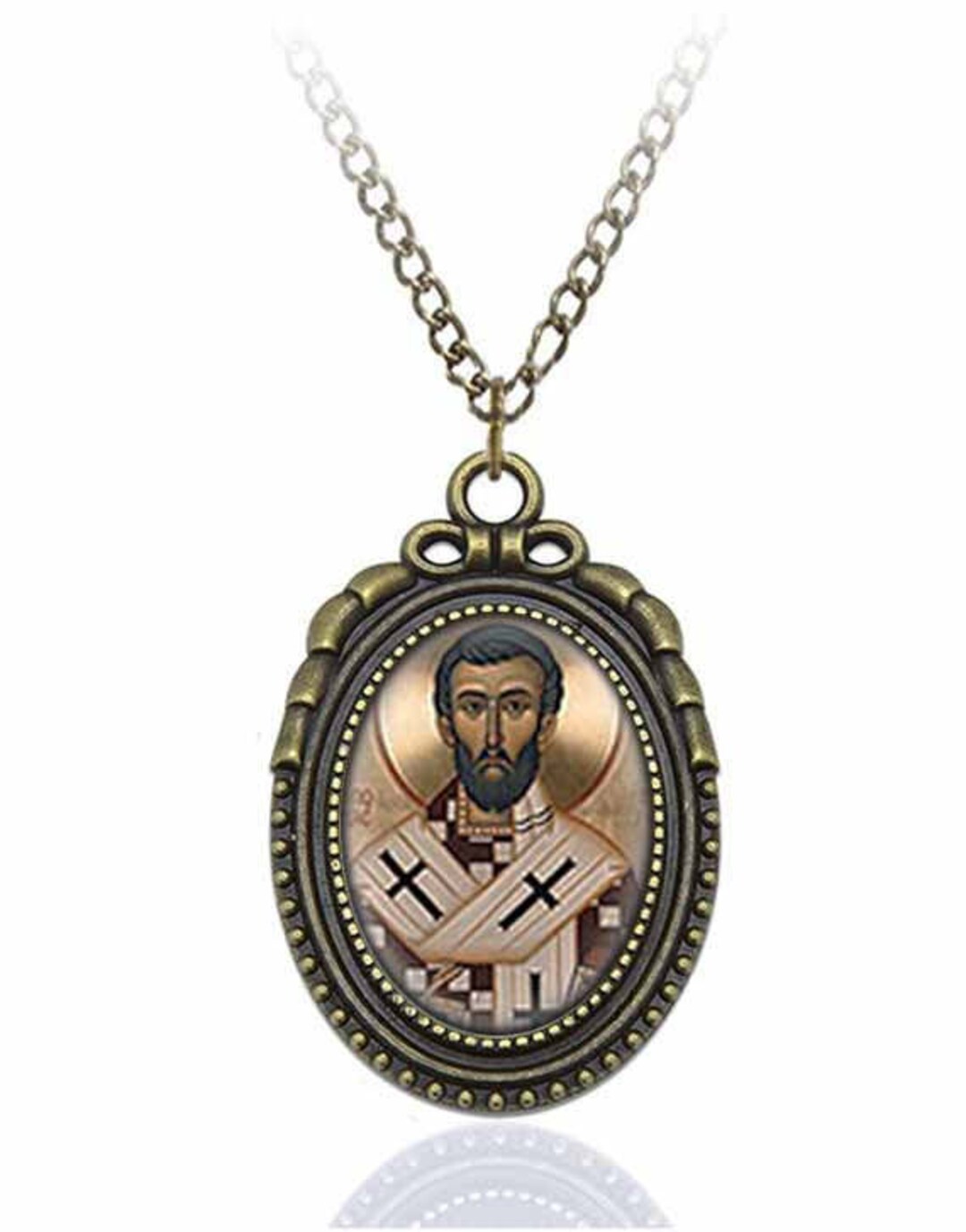 St Frumentius of Ethiopia Catholic Necklace Bronze Medal W Chain Oval ...