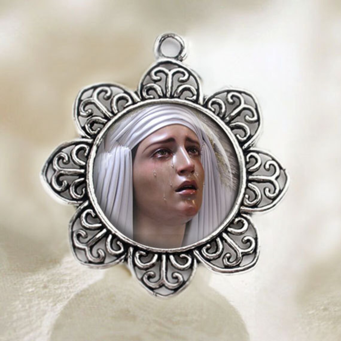 Our Blessed Lady Tears Catholic Medal Virgin Mary Crying | Etsy