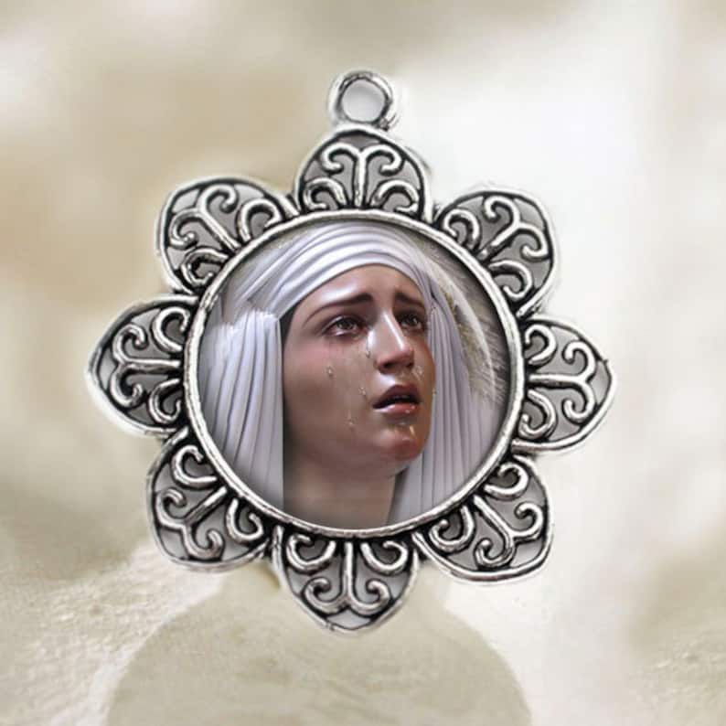 Our Blessed Lady Tears Catholic Medal Virgin Mary Crying - Etsy