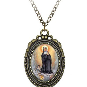St Ada Catholic Necklace Bronze Medal W Chain Oval Pendant Rare Saint ...