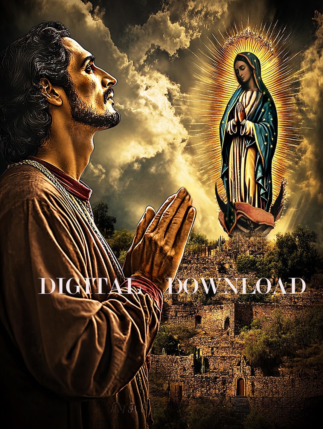 Saint Juan Diego, Our Lady of Guadalupe Religious Art DIGITAL DOWNLOAD ...