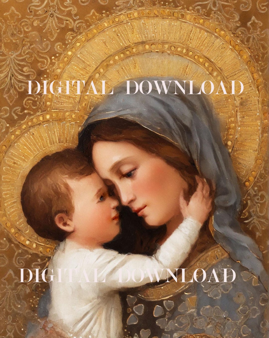 Mother Mary and Baby Jesus Art Print: Religious Wall Decor (digital ...