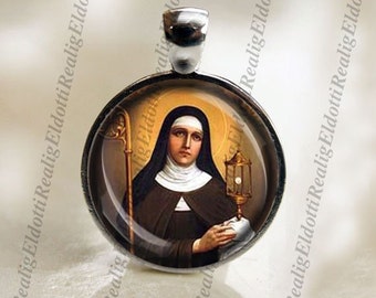 St. Clare of Assisi Italian Saint Catholic Necklace. Religious | Etsy