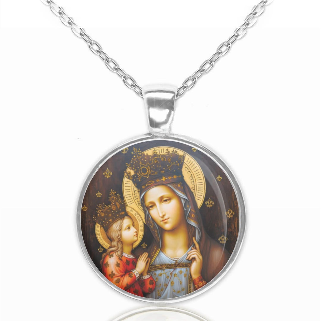 St. Anne Religious Christian Medal Pendant Necklace - Etsy