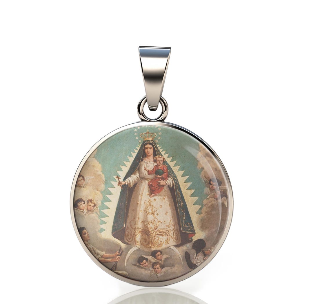 Our Lady Charity Cuba Virgin Catholic Mary 925 Sterling Silver Round ...