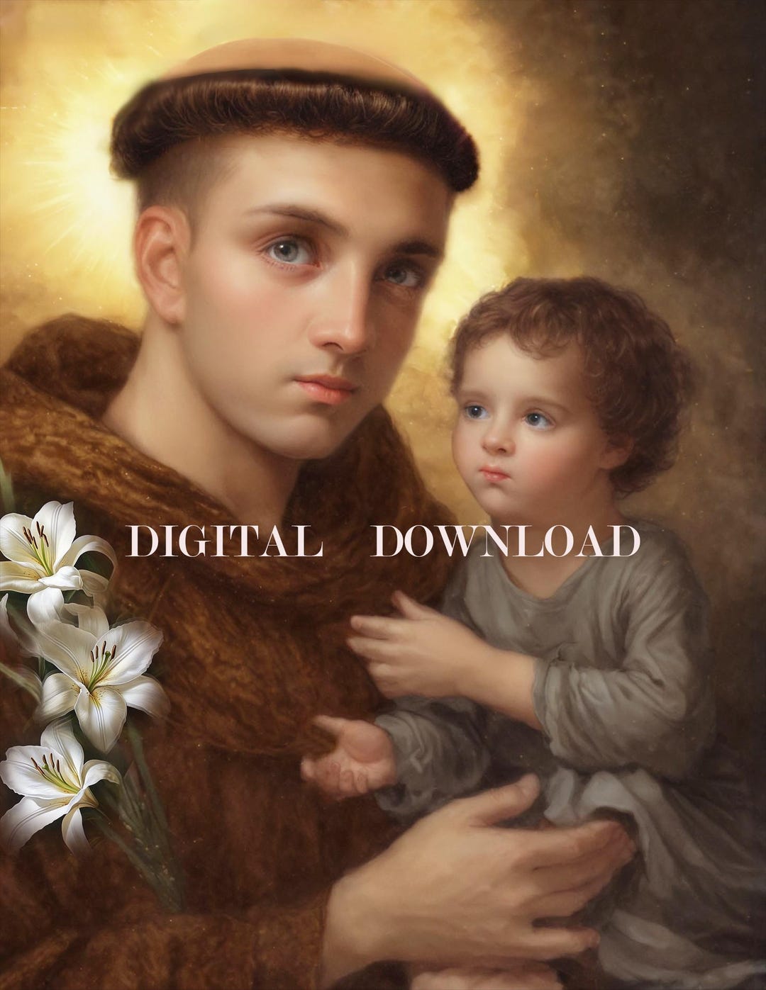 Saint Anthony With Baby Jesus Religious Art DIGITAL DOWNLOAD Custom ...