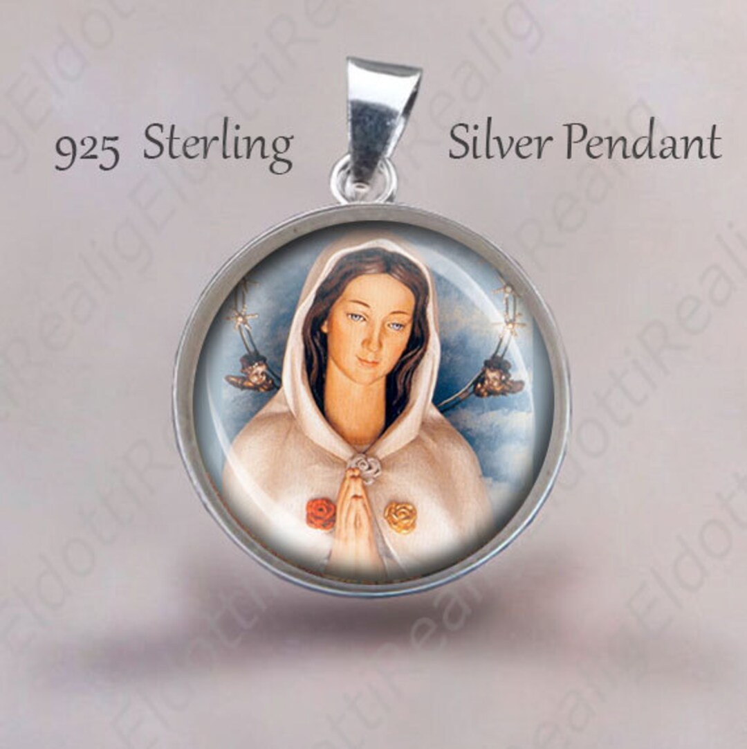 Virgin Mary Mystical Rose Medal 925 Sterling Silver Catholic Medal ...