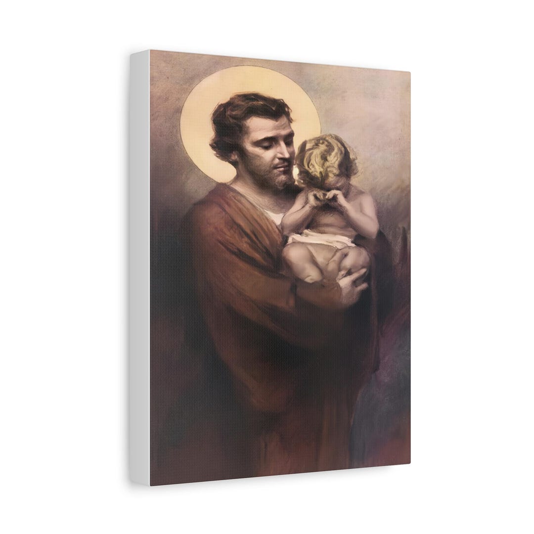 St. Joseph & Child Jesus Crying - Chambers - Catholic Canvas Wall Art ...