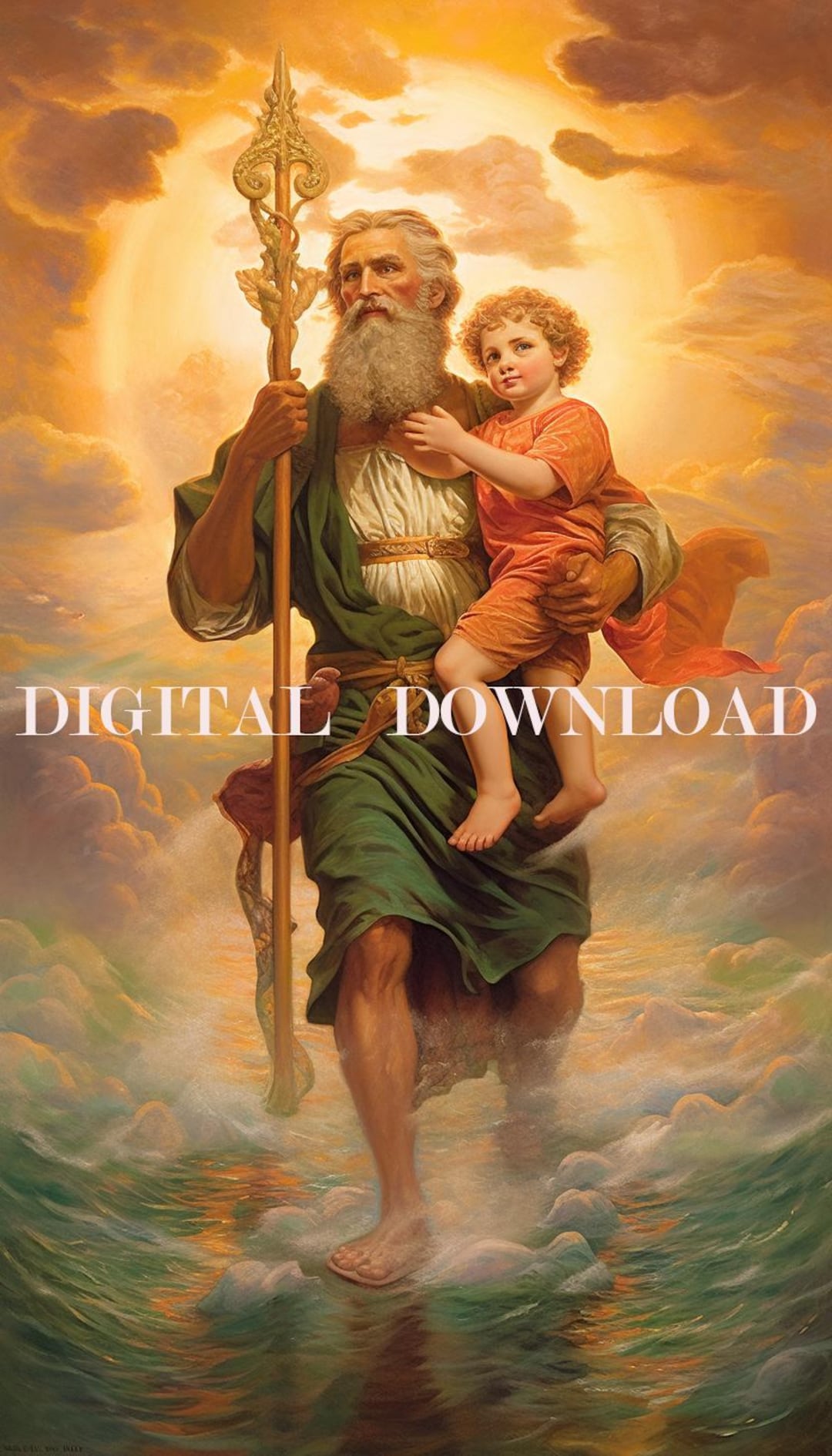 St Christopher Patron Saint of Travelers Religious Print Art DIGITAL ...