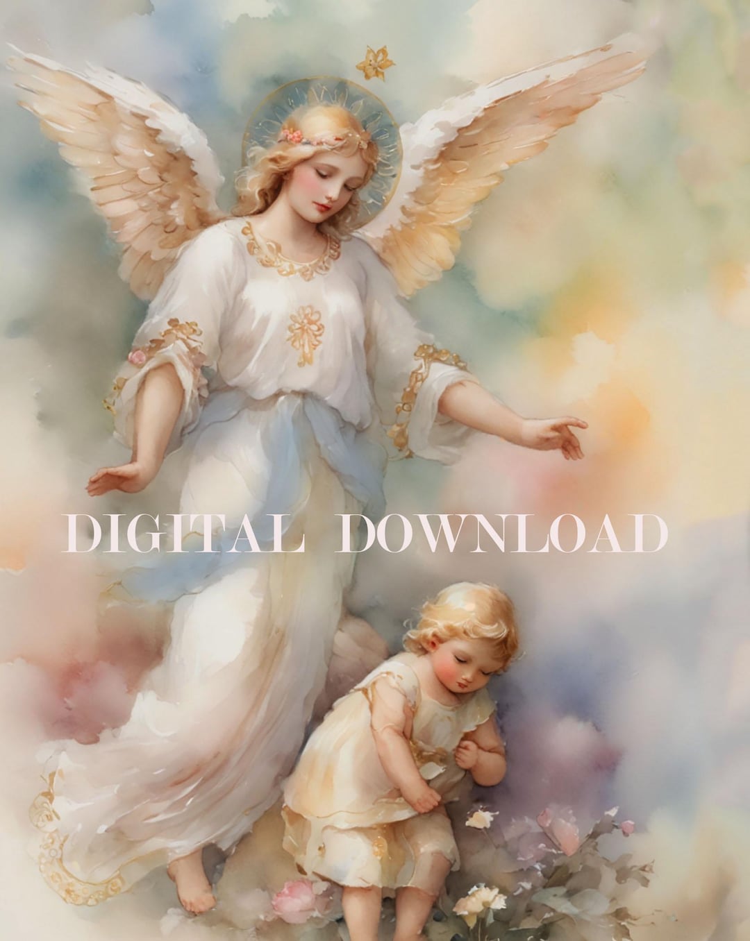 Guardian Angel With Child Digital Download | Catholic Religious Art ...