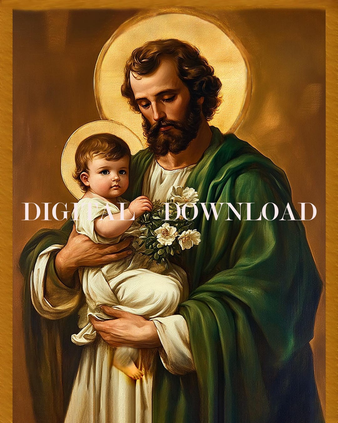 Saint Joseph With Baby Jesus Religious Art DIGITAL DOWNLOAD for Print ...