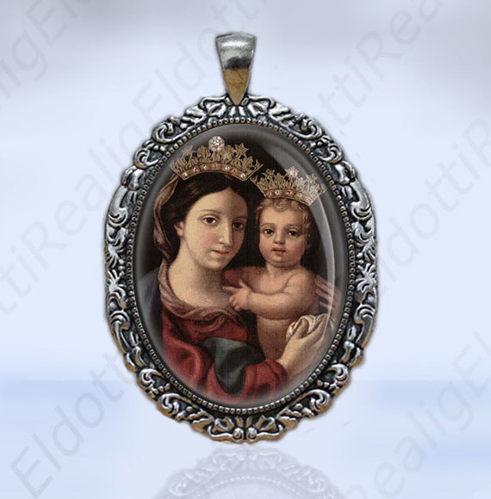 Our Lady of Confidence Virgin Mary Catholic Medal Silvertone Pendant ...