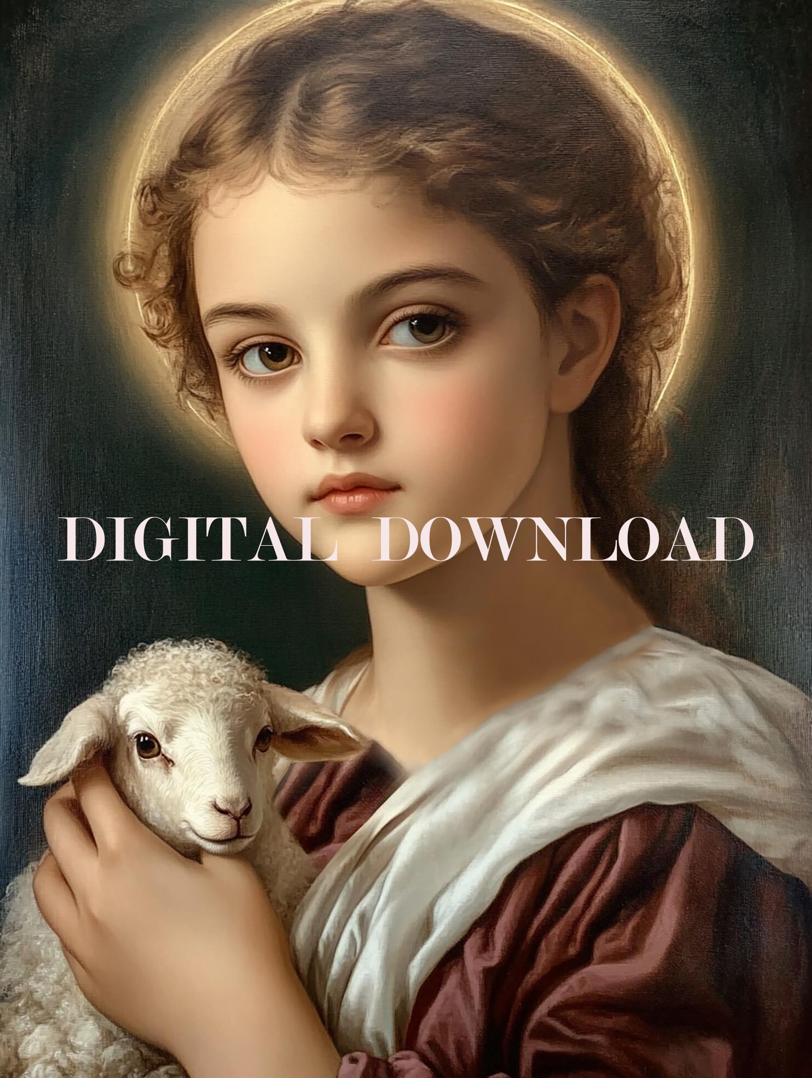 Child St. Agnes Digital Download Oil Painting Catholic Print - Etsy