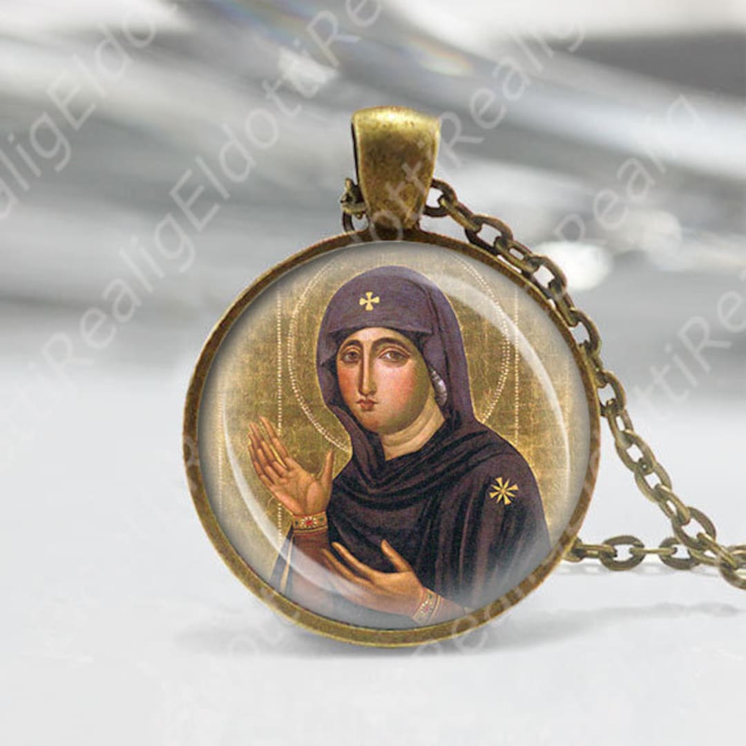 Advocata Nostra Mother Mary Protection Our Lady Icon Medal Necklace ...