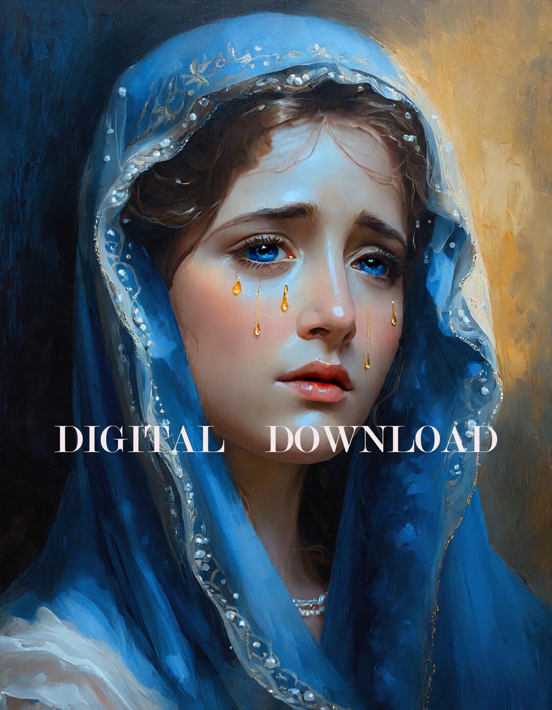 Our Lady of Sorrows Golden Tears DIGITAL DOWNLOAD Religious Art Print ...