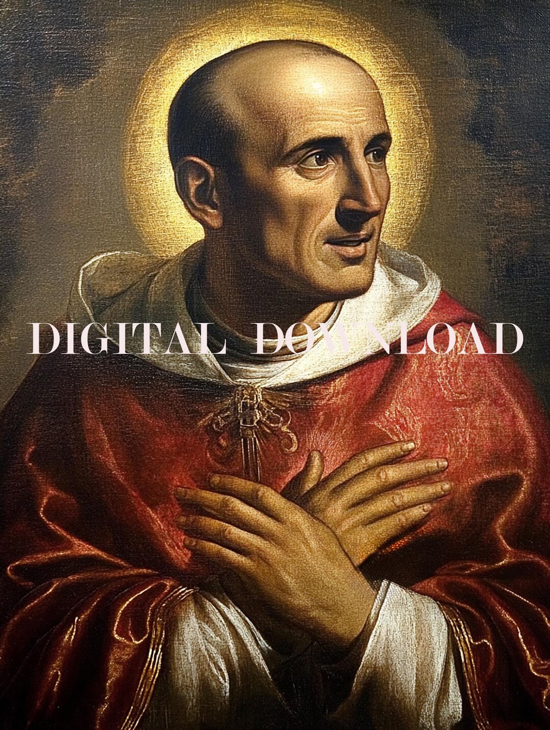 Saint Charles Borromeo Oil Painting Style DIGITAL DOWNLOAD Religious ...