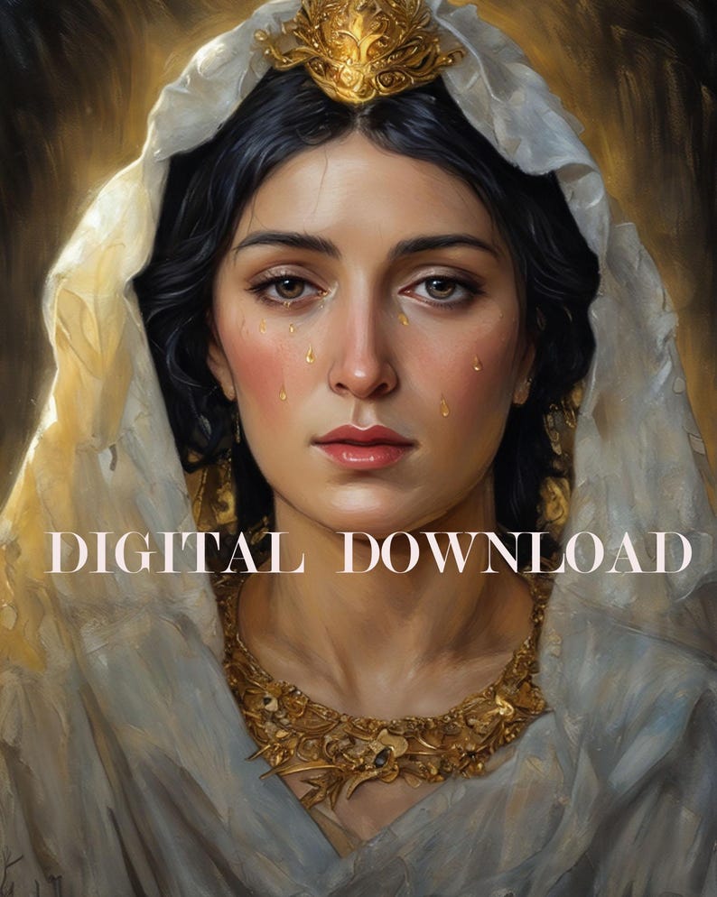 Our Lady Sorrows Golden Tears Religious Art DIGITAL DOWNLOAD Catholic ...
