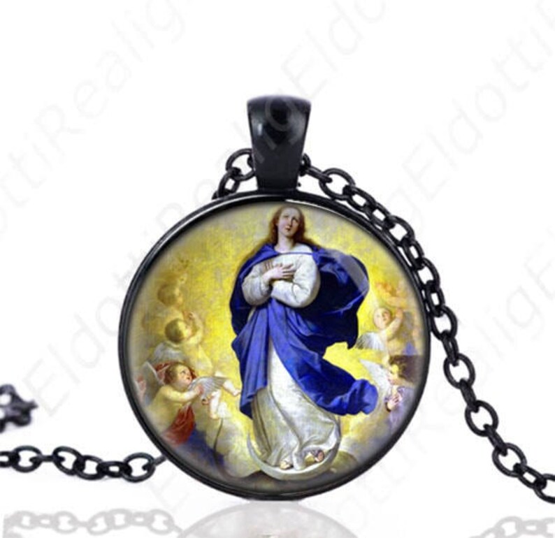 Our Lady of Assumption Black Necklace Blessed Virgin Mary | Etsy