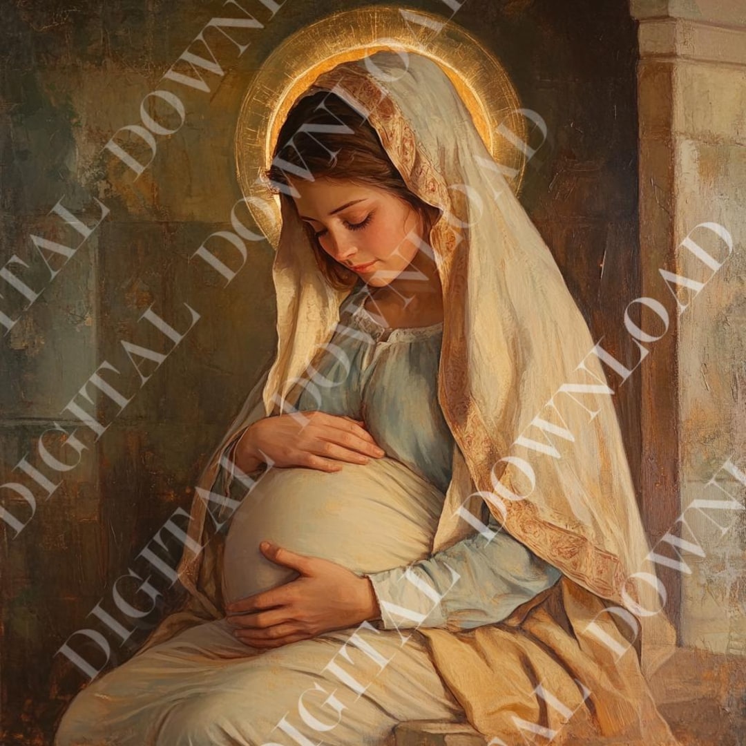 Pregnant Mother Mary Our Lady Pregnancy Oil Painting Style DIGITAL ...