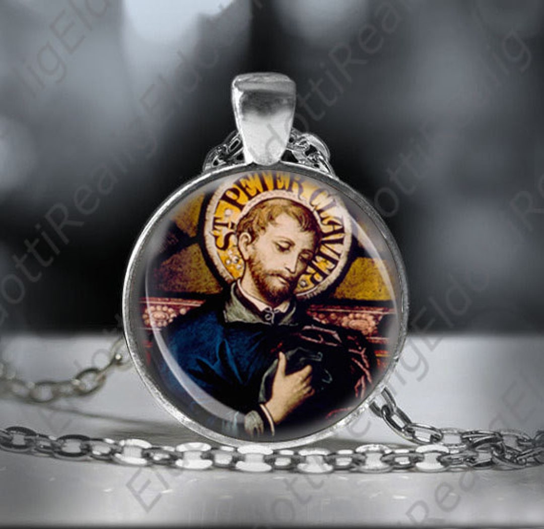 St Peter Claver Religious Necklace Catholic Medal Pendant Silvertone ...
