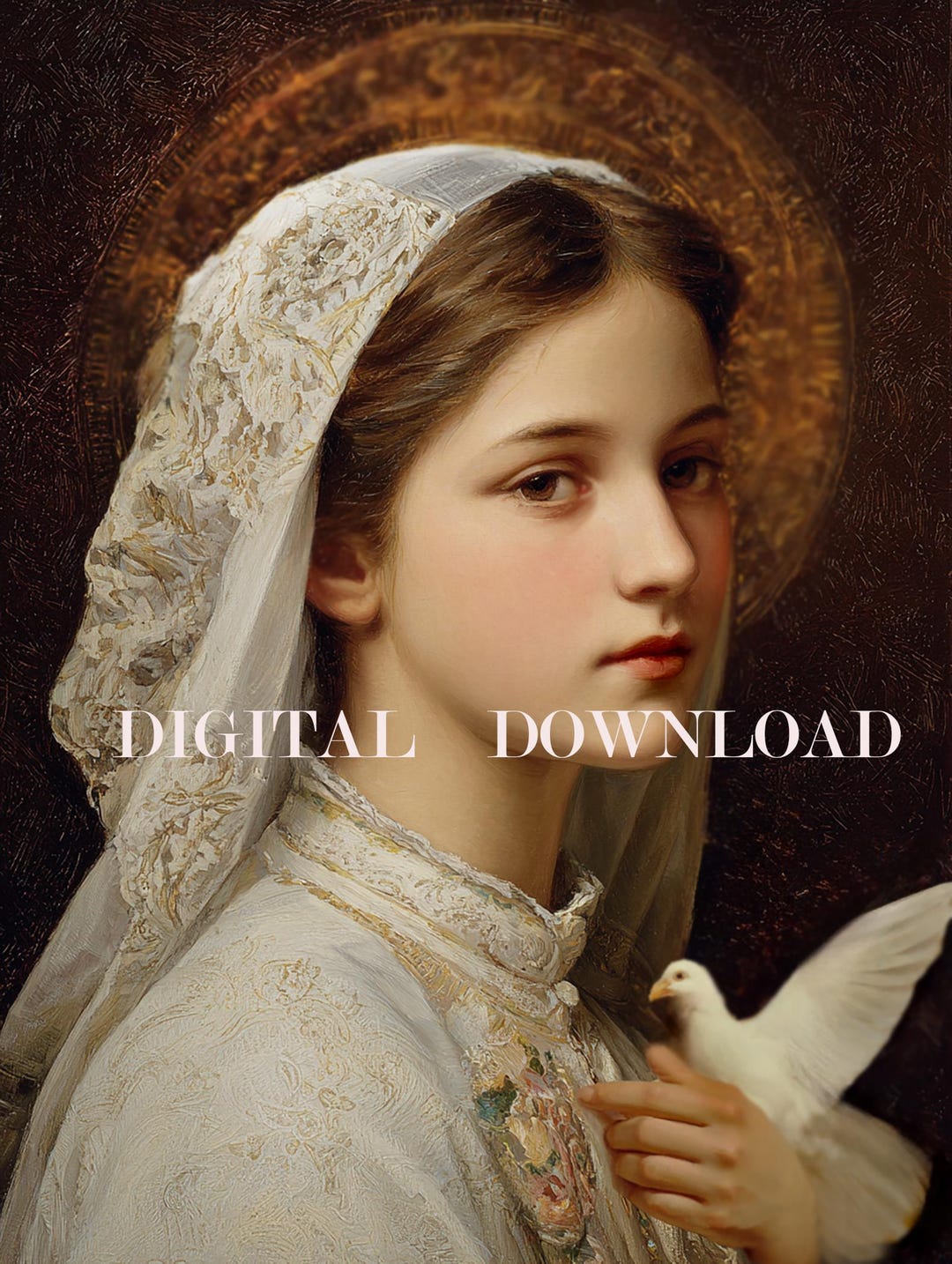 St Maria Goretti With White Veil Catholic Digital Art DOWNLOAD Poster ...