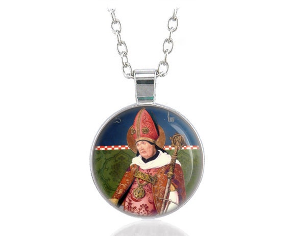 St Eligius Patron of Goldsmiths Coin Collectors Veterinarians Horses. Catholic Necklace Round Pendant Etsy