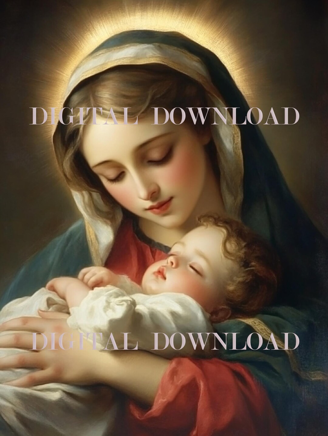 Mother Mary and Sleeping Baby Jesus Custom Print DIGITAL DOWNLOAD - Etsy