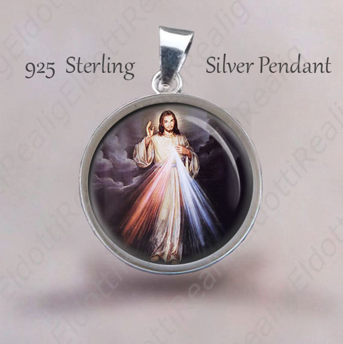 Divine Mercy of Jesus Catholic Pendant. Sterling Silver 925 - Etsy