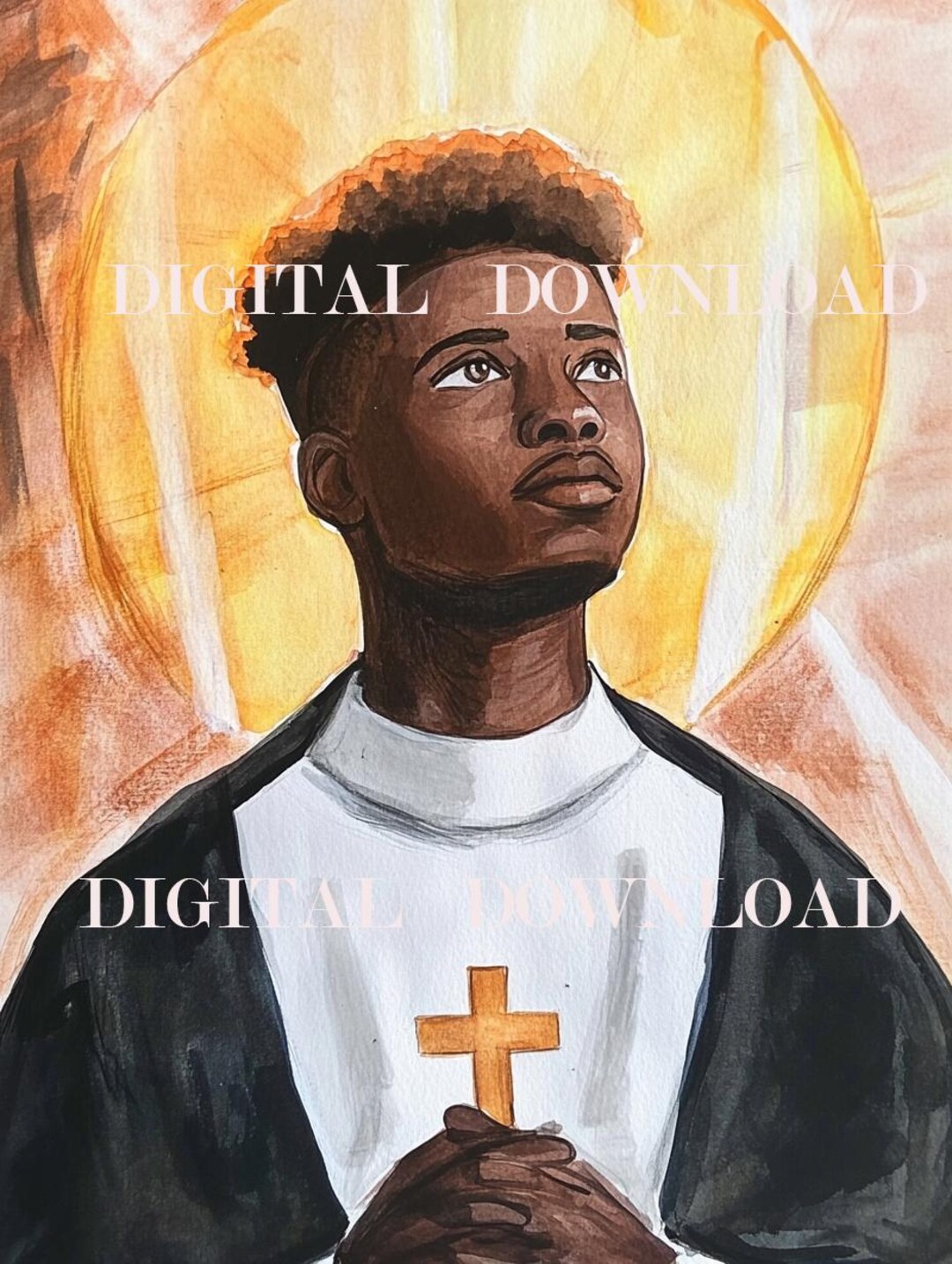 Saint Martin De Porres Watercolor Style Catholic Religious Art DIGITAL ...