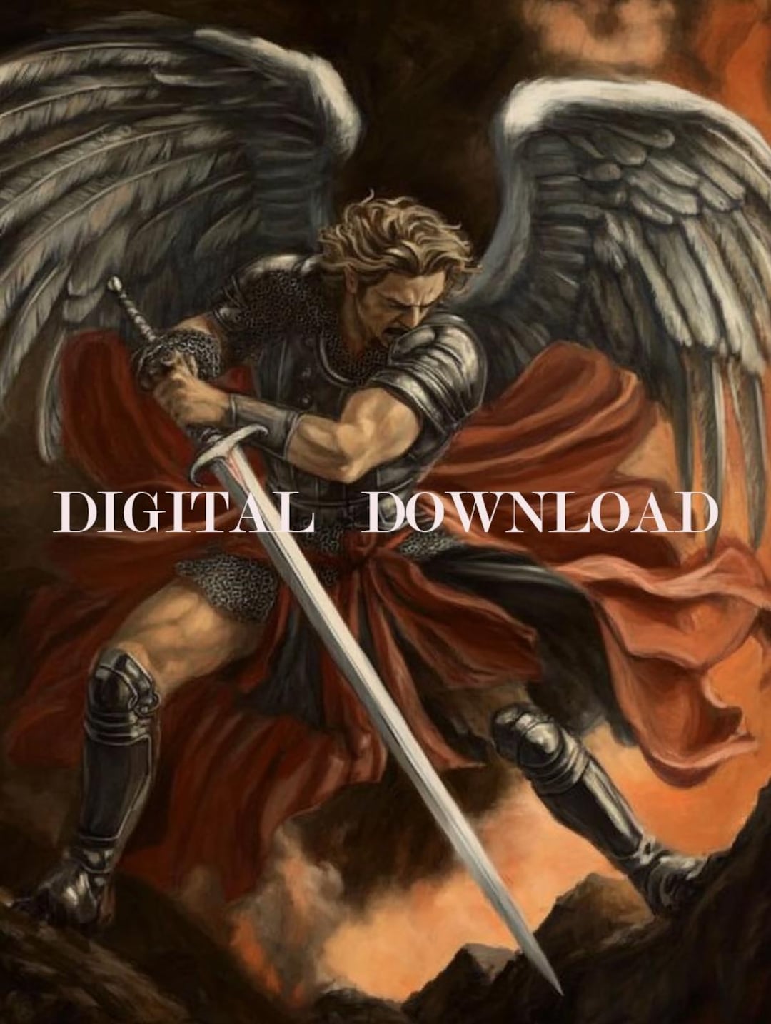 Saint Michael the Archangel Fights Evil Religious Catholic Print Art ...