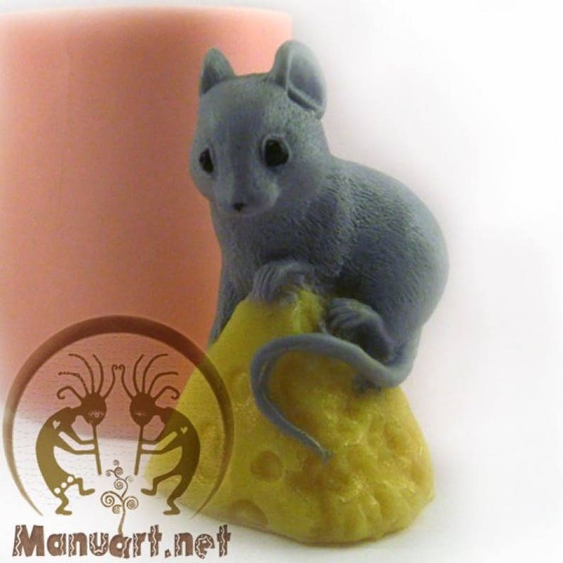 Mouse Sitting on a Piece of Cheese 3D Silicone Mold, Soap Mould, Candle ...